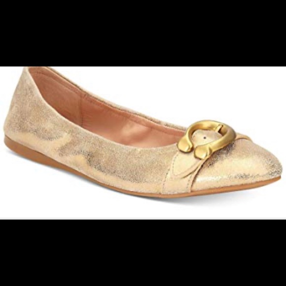 Coach | Shoes | Nwt Coach Stanton Buckle Ballet Flats Gold 5us | Poshmark